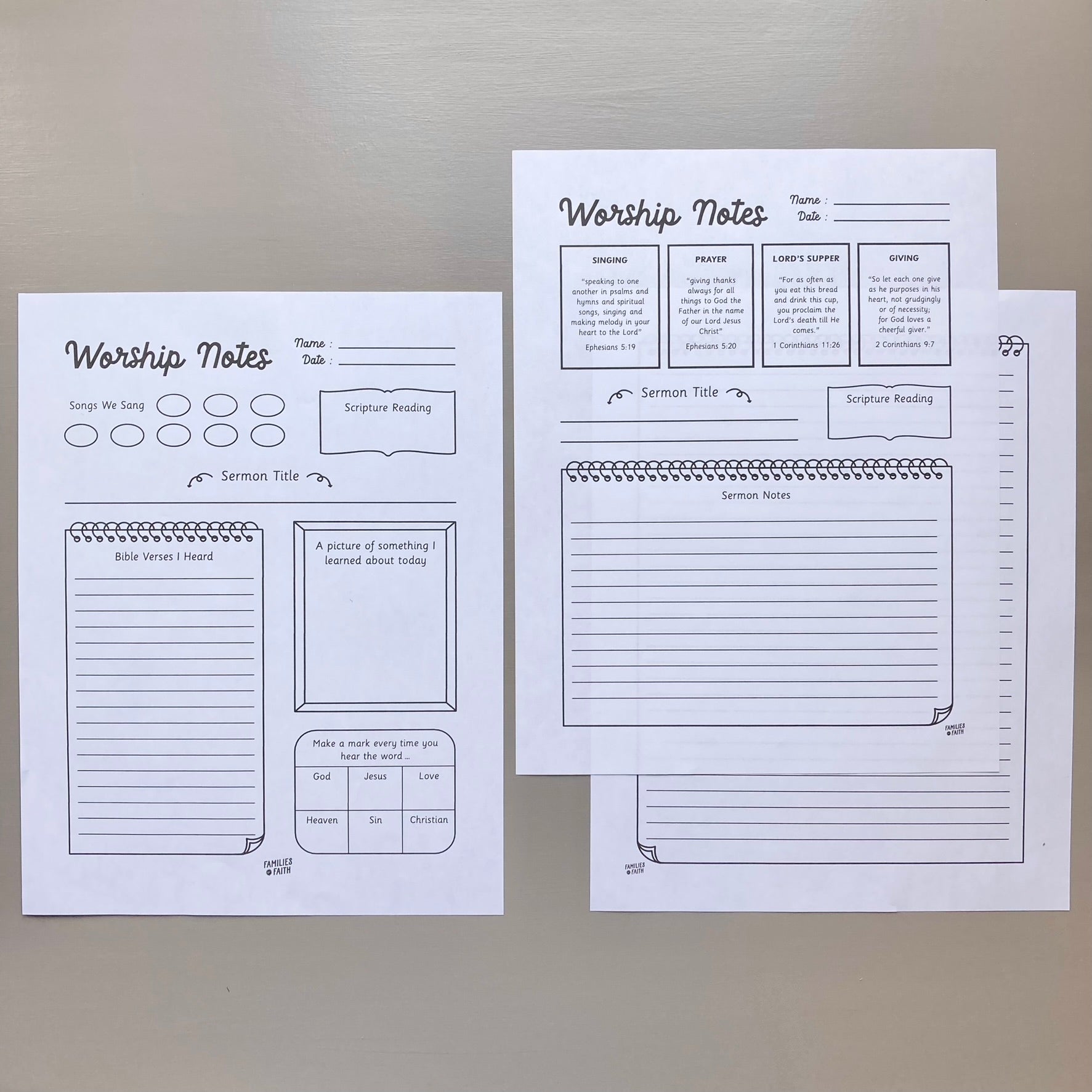 Worship Notes for Kids and Teens – Families of Faith