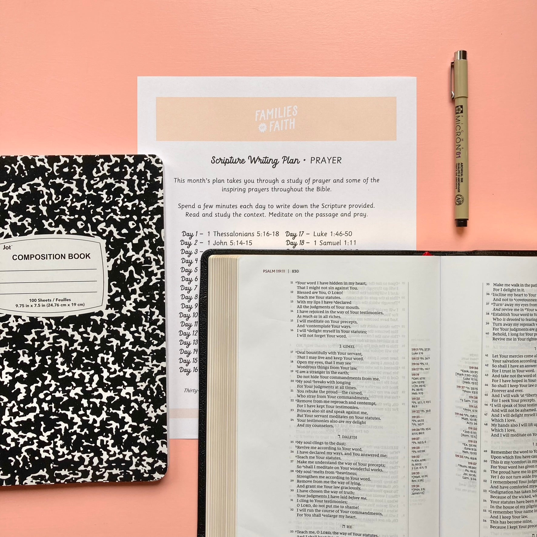 Prayer Scripture Writing Plan – Families of Faith